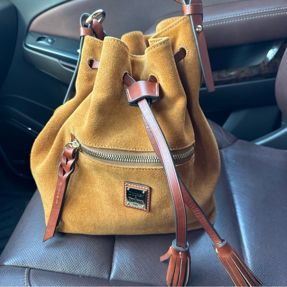 Dooney & Bourke | Bags | Dooney And Burke Suede Drawstring Bucket Bag ...
